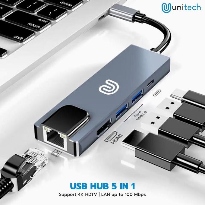 Jual 5in1 Type C USB Hub Konverter Unitech Ultralink Hub 3.0 + HDMI ...