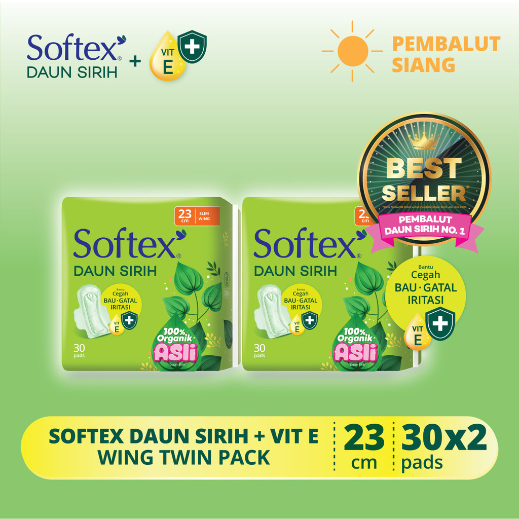 Jual Softex Daun Sirih + Vitamin E Jumbo Pack 23cm 30s x 2 Pack ...