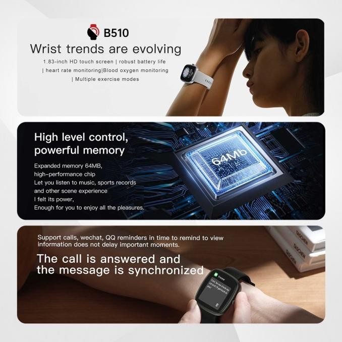 Jual SKMEI B510 Smartwatch Jam Tangan Pria Bluetooth Call | Sleep ...