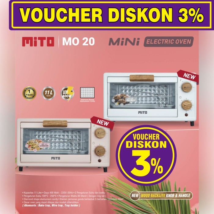 Jual Mito Oven Listrik Mini Mito Mo 20 Kapasitas 11 Liter Garansi Resmi | Shopee Indonesia