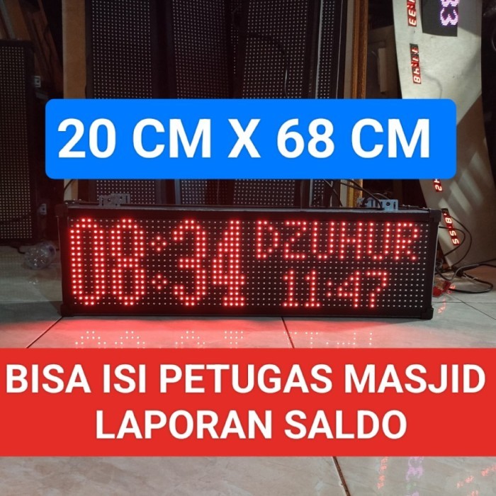 Jual Jam Sholat Digital Masjid Runningtext Ukuran 20 Cm X 68 Cm ...
