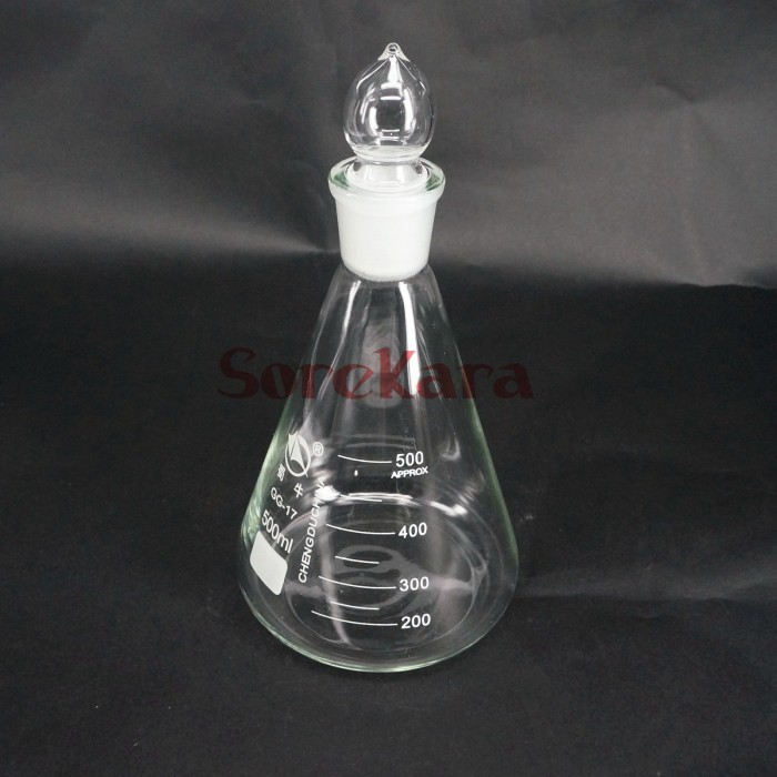 Jual 500ML BOROSILICATE GLASS CONICAL ERLENMEYER FLASK WITH STOPPER FOR ...