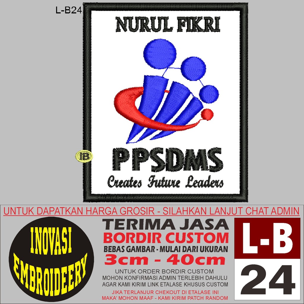 Jual PATCH BORDIR L-B 24 LOGO NURUL FIKRI PPSDMS- INOVASI EMBROIDERY ...