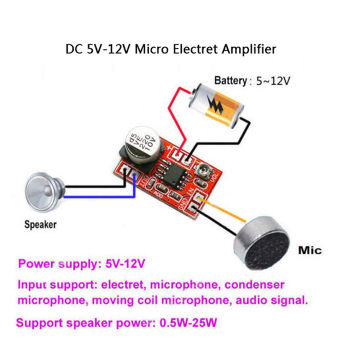 Jual Jual [READY] Microphone Amplifier Mini Micro Electret DC 5V-12V ...