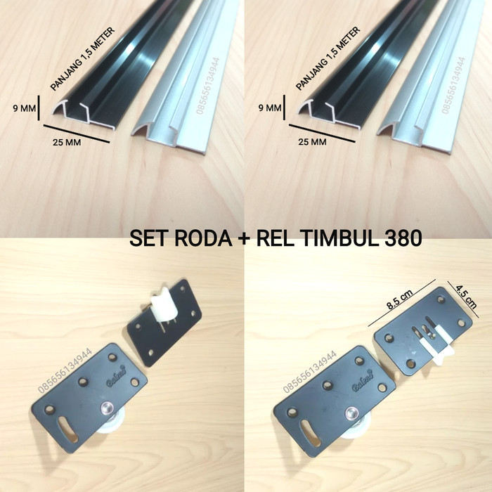 Jual SET RODA PLUS REL TIMBUL 380 PINTU LEMARI SLIDING / GESER ( 1,5 MTR ) | Shopee Indonesia