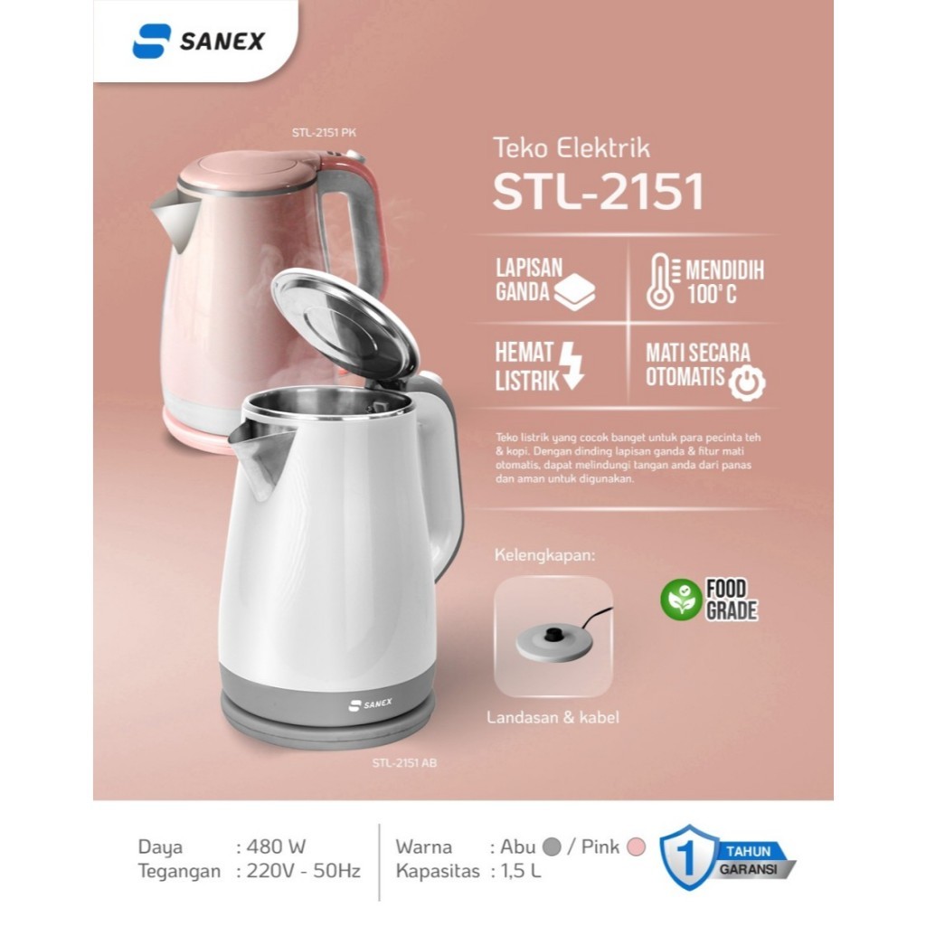 Jual Electric Ettle Ane Tl2151 Pab Apaita 15 Liter Teo Litri Low Watt ...