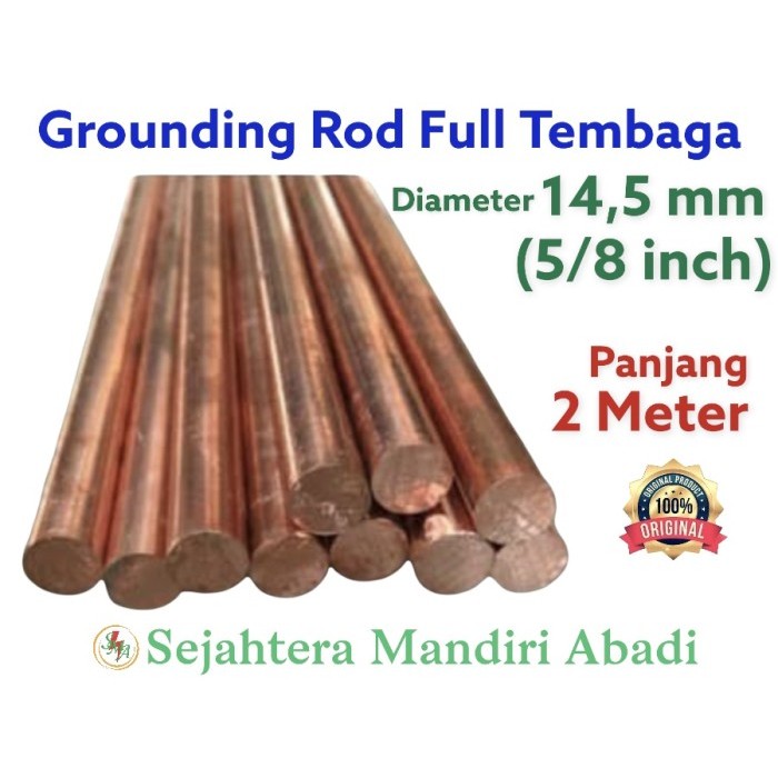 Jual Copper Rod 5/8 Inch Full Tembaga Asli 14,5Mm X 2 Meter Earth ...