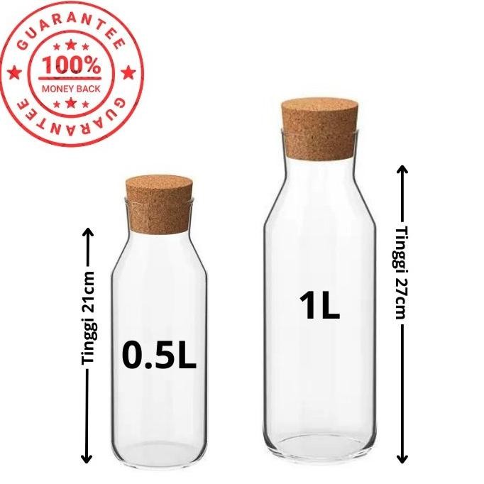 Jual Botol kaca karafe pitcher Dengan Penutup Kayu | Shopee Indonesia