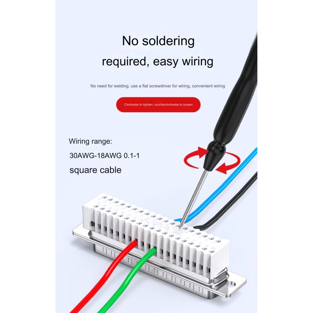 Jual Db37 Solderless Connector Metal Shell 37 Pin To Terminal Block D ...