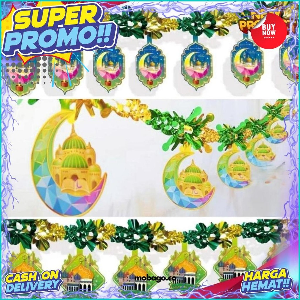 Jual Dekorasi Slinger Garland Hiasan Tarik Foil Ramadhan Lebaran Idul Fitri Banner Idul Fitri ...