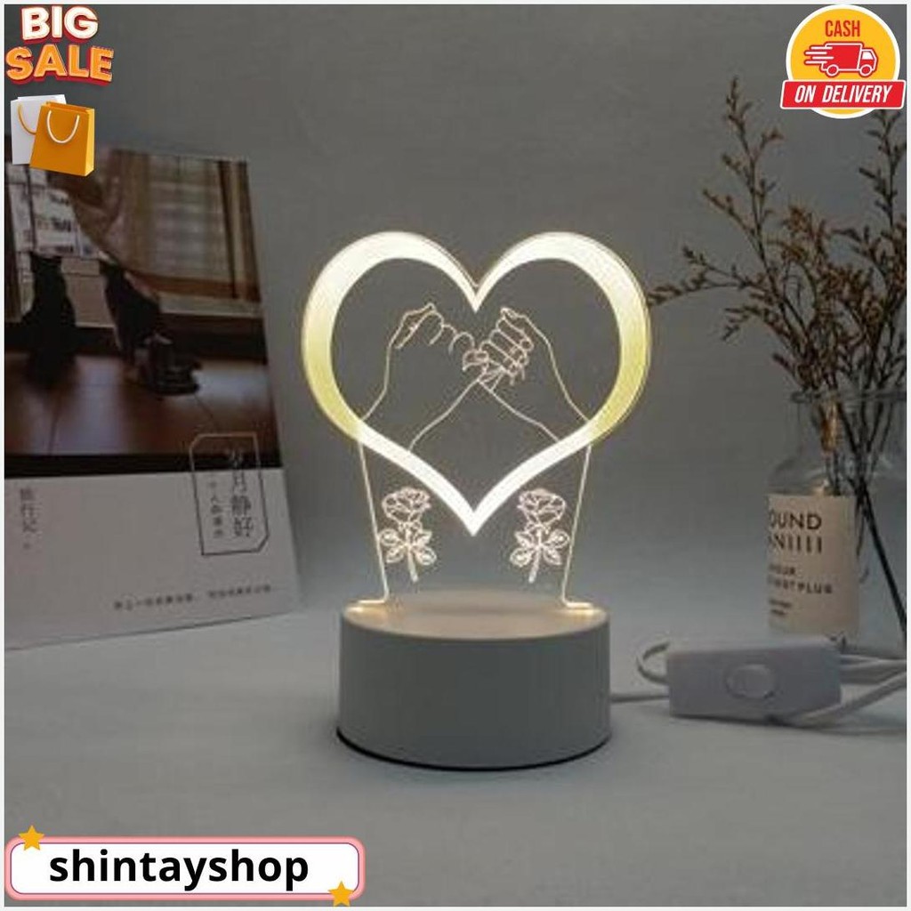Jual Lampu Hias Led 3D / Lampu Tidur Hias Dimensi 3 Warna Putih Kuning ...