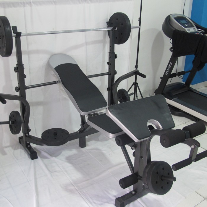 Jual ALAT FITNESS HOME GYM BENCH PRESS ID-781 INCLUDE BEBAN 40KG DAN ...