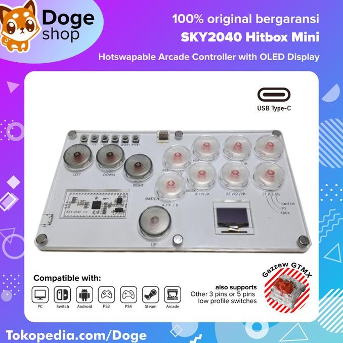 Jual ORIGINAL SKY2040 HITBOX MINI FLATBOX HOTSWAPABLE RGB OLED FIGHT ...