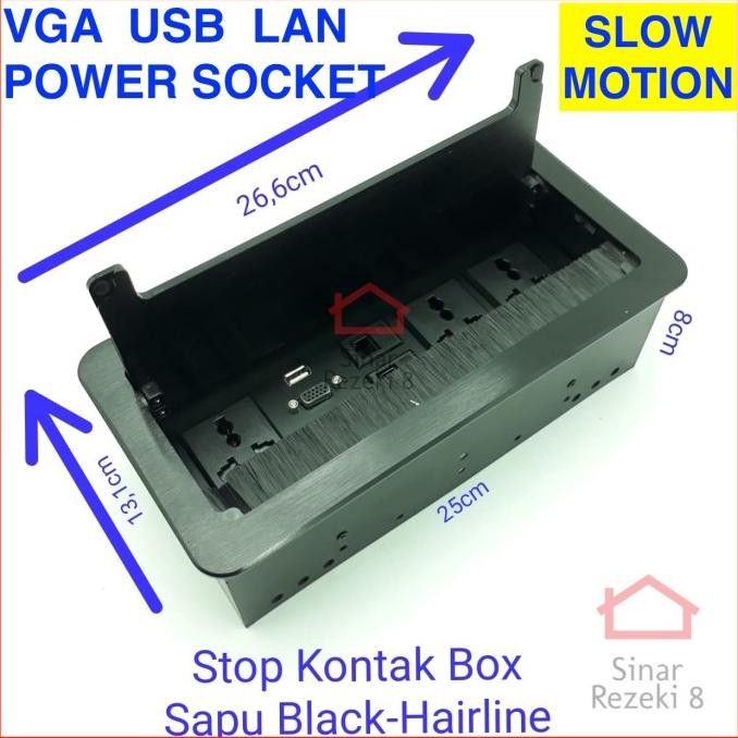 Jual BARU STOP KONTAK BOX BLACK LANTAI MEJA TANAM POWER LISTRIK USB VGA ...