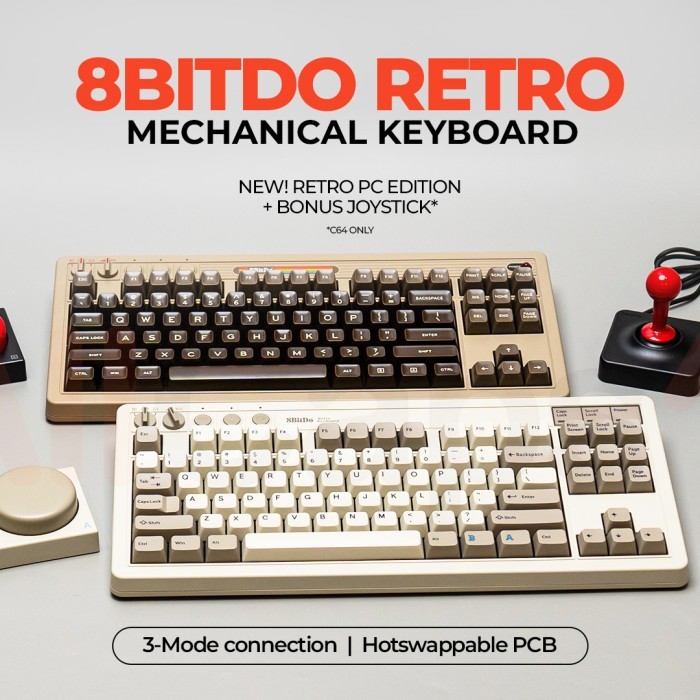 Jual 8BITDO RETRO PC WIRELESS 87 KEYS HOTSWAPPABLE MECHANICAL KEYBOARD ...