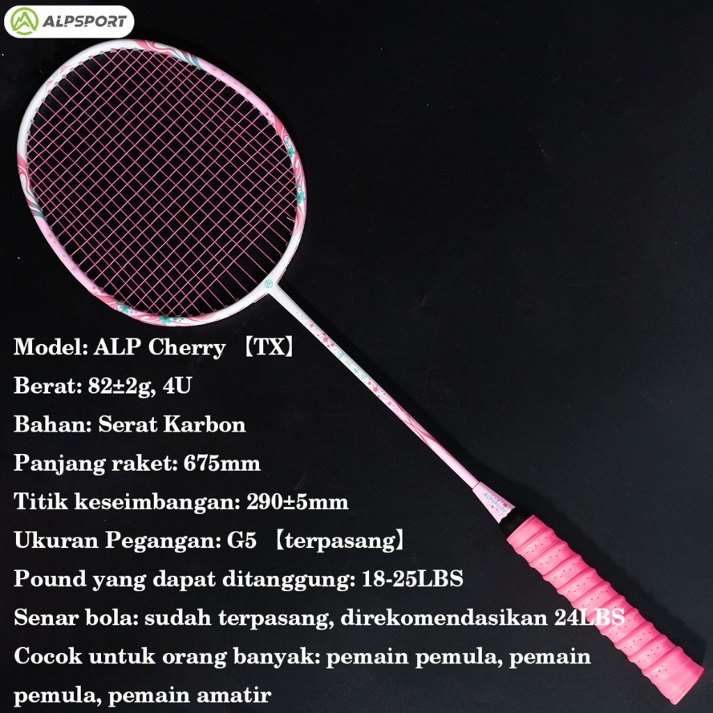 Jual HOT DEALS ALPSPORT New Cherry Badminton Racket 100% Serat Karbon ...