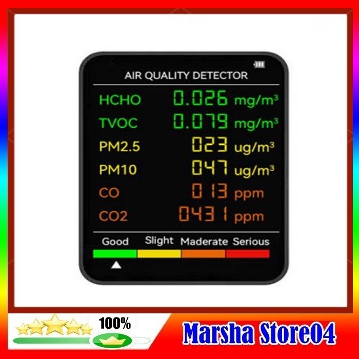 Jual 6 In 1 Detektor Kualitas Udara CO2 PM2.5 PM10 HCHO TVOC CO2 ...