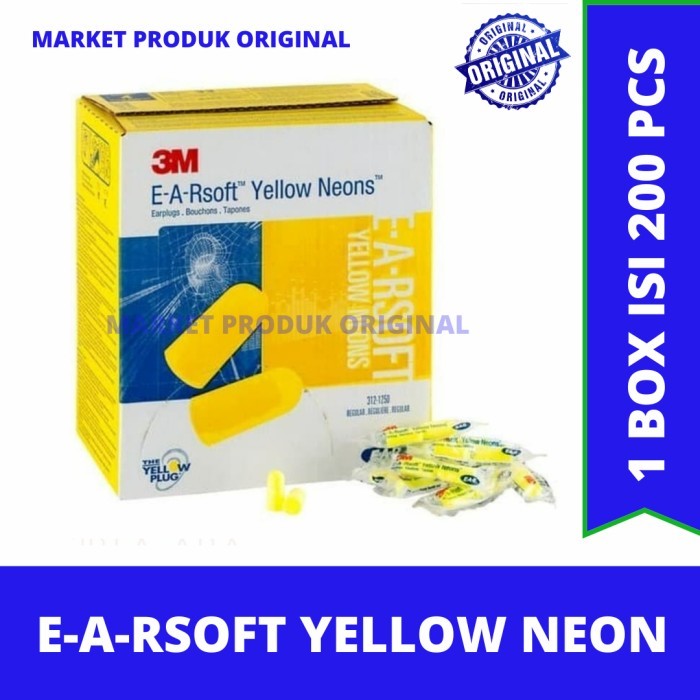 Jual 3m yellow neon earplug 312-1250 harga per box isi 200pcs | Shopee ...