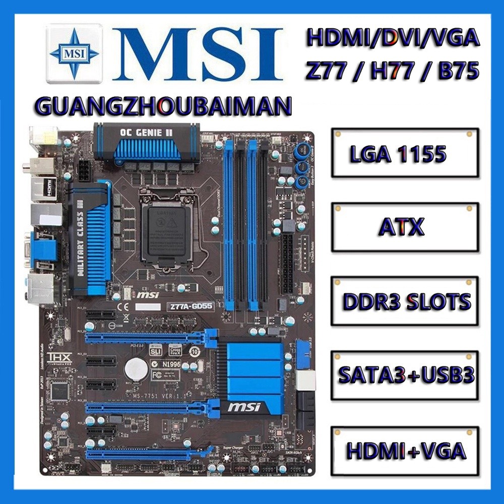 Jual Motherboard MSI Z77A-G43 / G45 / GD55 / GD65 bekas 3 Z77 LGA 1155 & Serupa dengan ZH77A-G43 ...