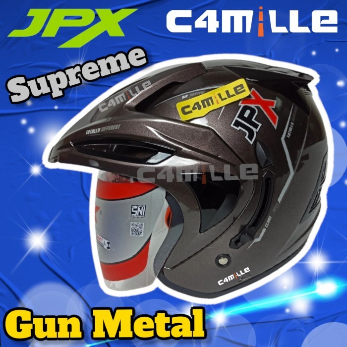 Jual HELM JPX SUPREME SOLID GUN METAL DOUBLE VISOR HALF FACE | Shopee ...