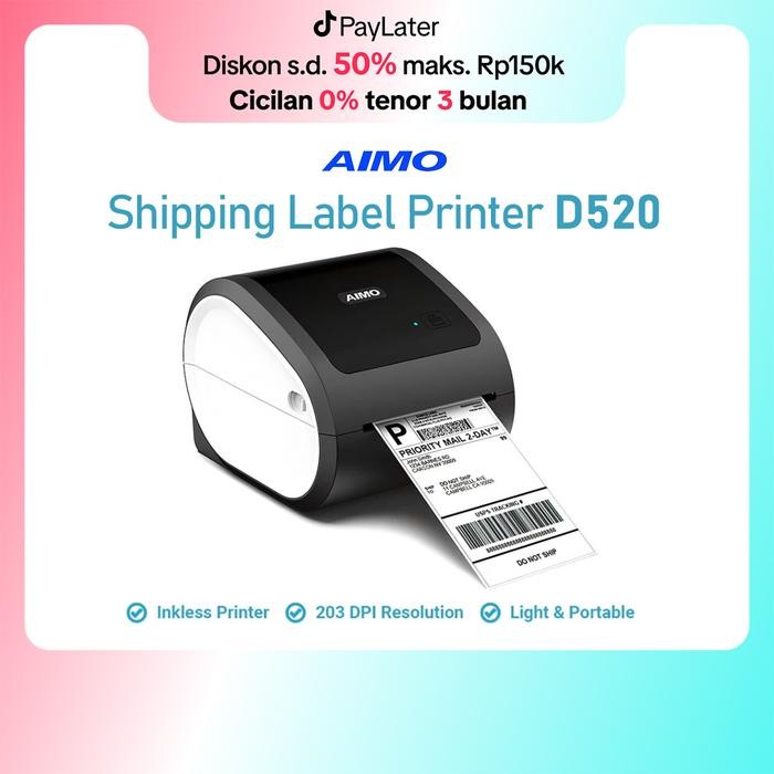 Jual AIMO D520 Barcode Label Printer Thermal Printer Resi Sticker ...