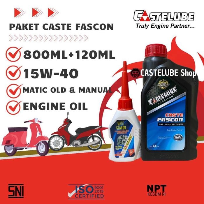 Jual CASTELUBE FASCON PAKET 15W-40 (800ML+GEAR MATIC 120 ML) | Shopee ...