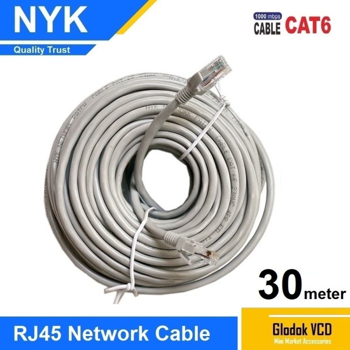 Jual Nyk Kabel Lan Utp Cat6E 30M / Internet / Ethernet Cable 30 Meter | Shopee Indonesia
