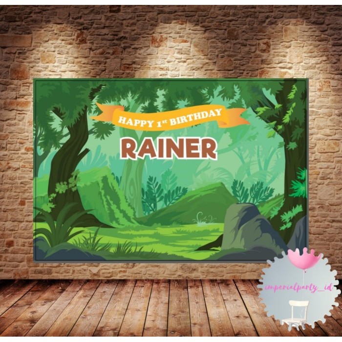 Jual CUSTOM BACKDROP BANNER SPANDUK HAPPY BIRTHDAY FOREST JUNGLE HUTAN ...