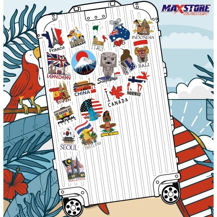Jual world travel sticker pack series 1 / landmark sticker / country ...