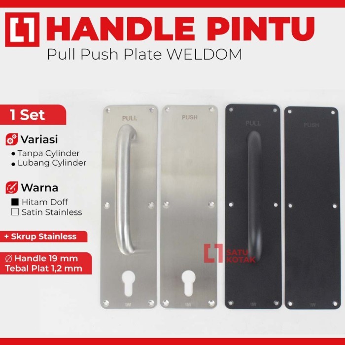 Jual Pull Push Handle Pintu Sign Plate Dorong Tarik Gagang Stainless ...