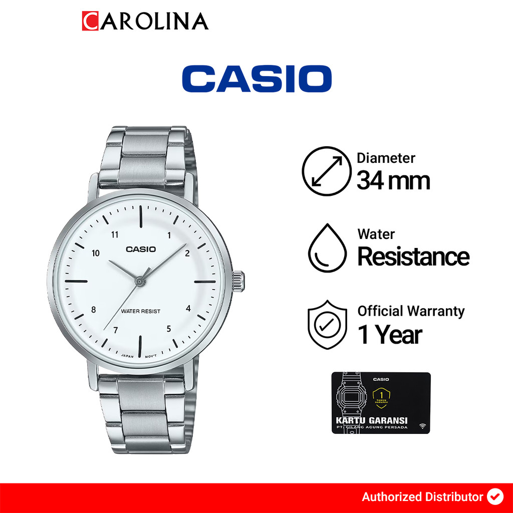 Jual Jam Tangan Wanita CASIO General LTP-VT03D-7B White Dial Stainless Steel Band | Shopee Indonesia
