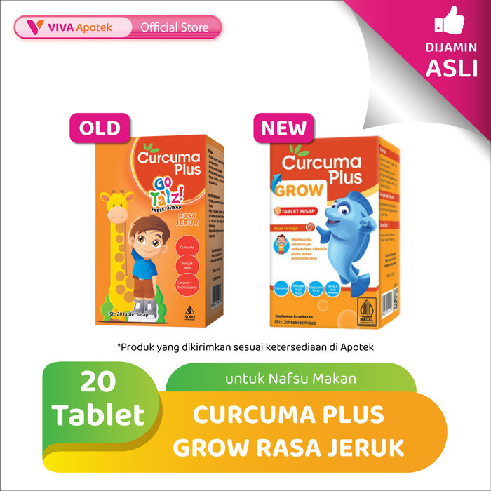 Jual Curcuma Plus Grow Rasa Jeruk untuk Nafsu Makan (20 Tablet ...