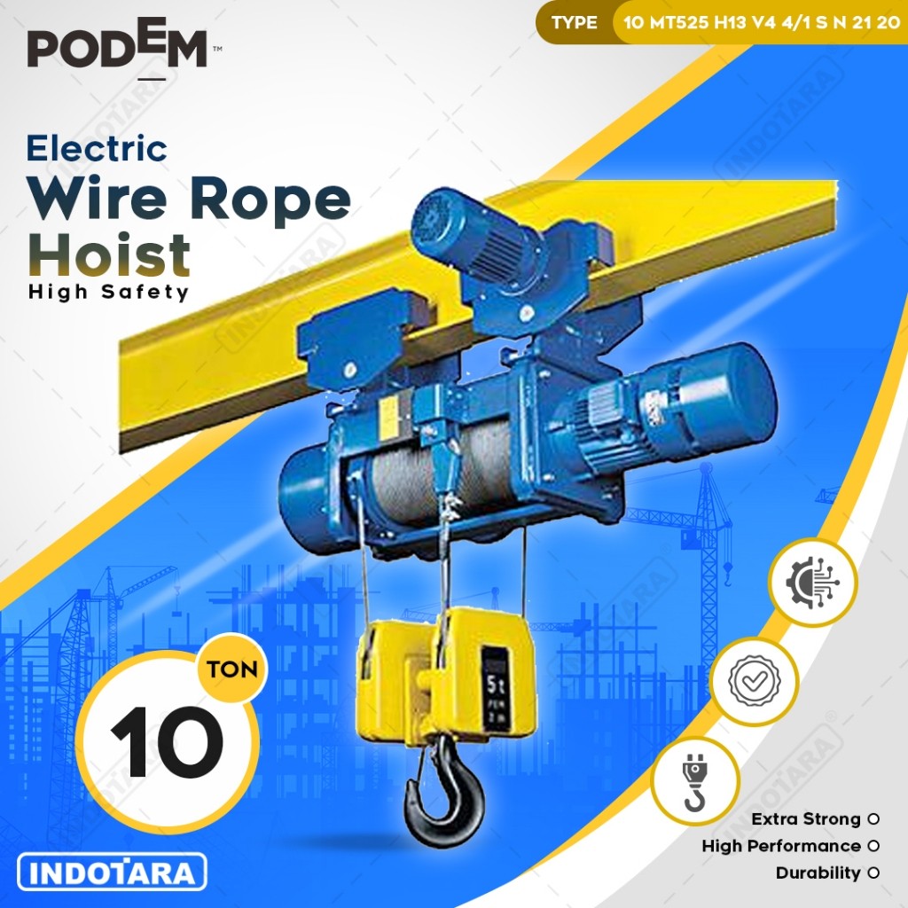 Jual Electric Wire Rope Hoist Podem Foot Mounted MT525 (2 Rope Falls ...