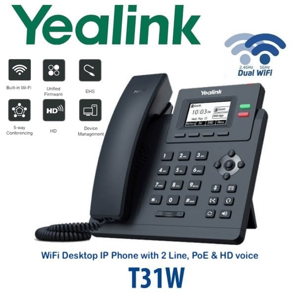 Jual Yealink SIP-T31W - Entry Level WiFi IP Phone [2 Line, PoE, HD Voice] | Shopee Indonesia