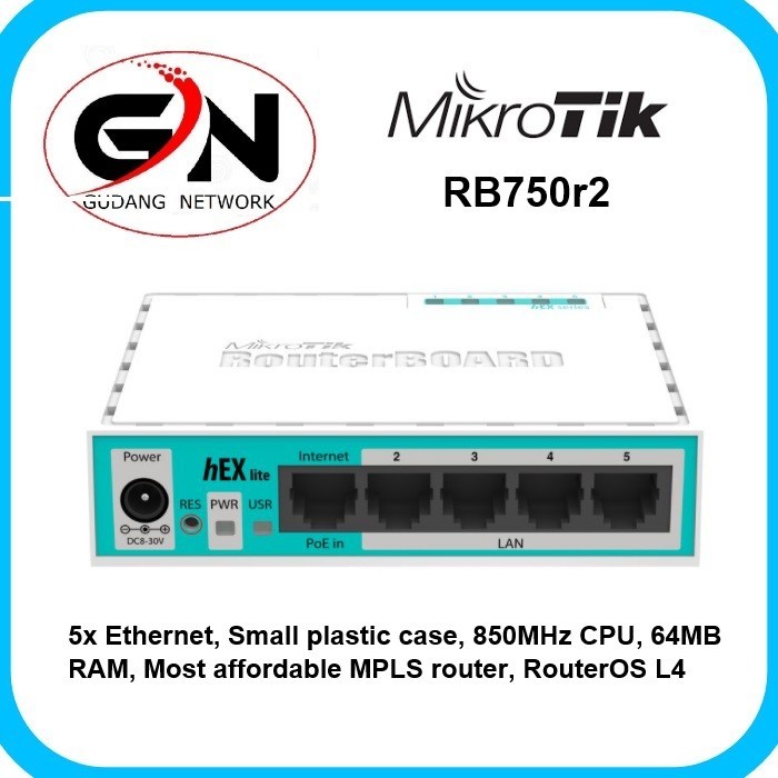 Jual Mikrotik Router Indoor RB750r2 hEX-Lite RB750 R2 | Shopee Indonesia