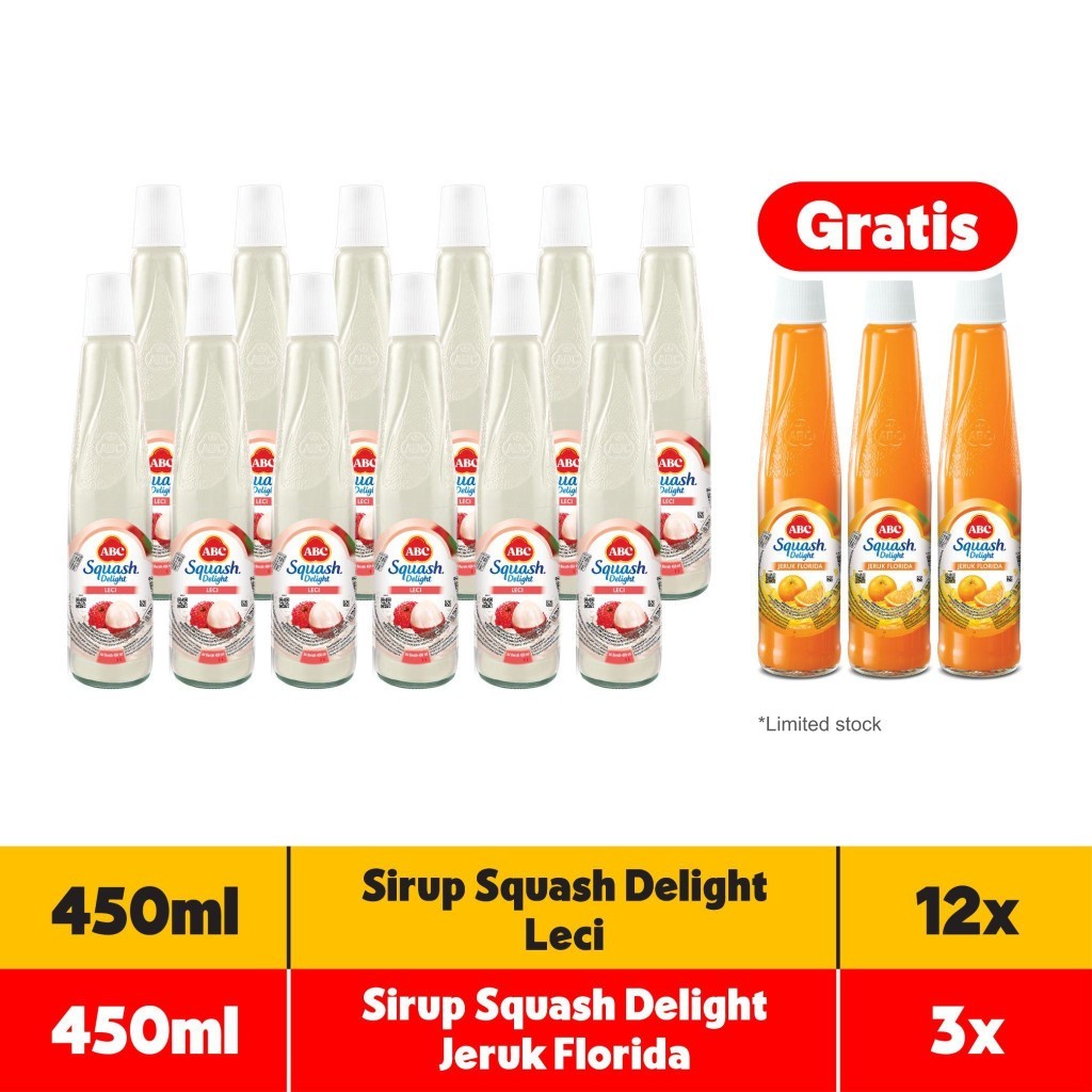 Jual ABC Sirup Squash Delight Leci 450 ml - Multi Pack 12 pcs | Shopee ...