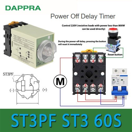 Jual St3Pf St3 60S Time Relay Ac220V Power Off Delay Timer 8Pin Pn22 ...