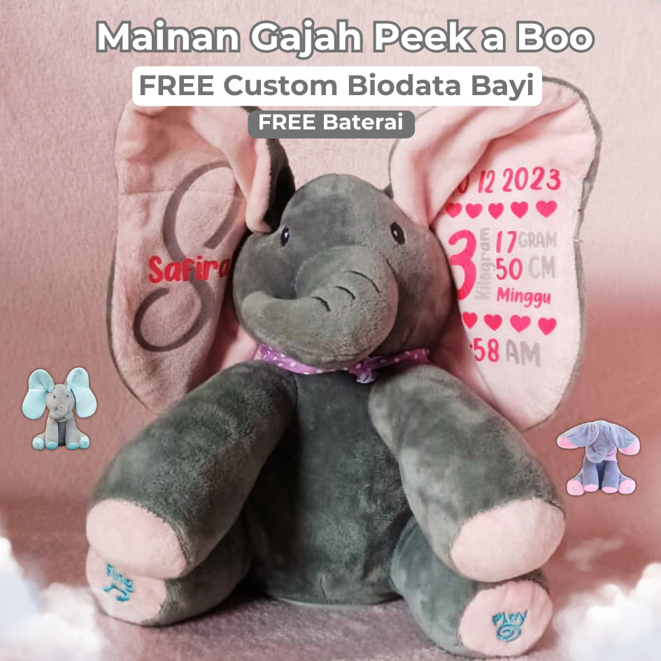 Jual BIODATA BAYI Mainan Boneka Gajah Peek A Boo Kado Lahiran Bayi ...