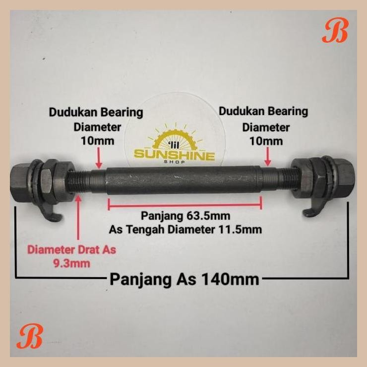 Jual [LSS] AS AXLE RODA DEPAN HUB BEARING MUR 15 SEPEDA BMX MTB MADE IN ...