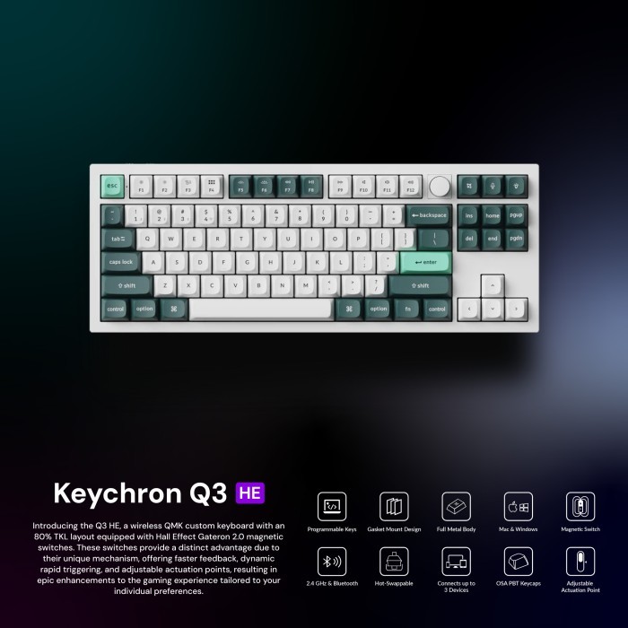 Jual keychron q3 he tkl 80% hall effect rapid trigger wireless magnetic ...