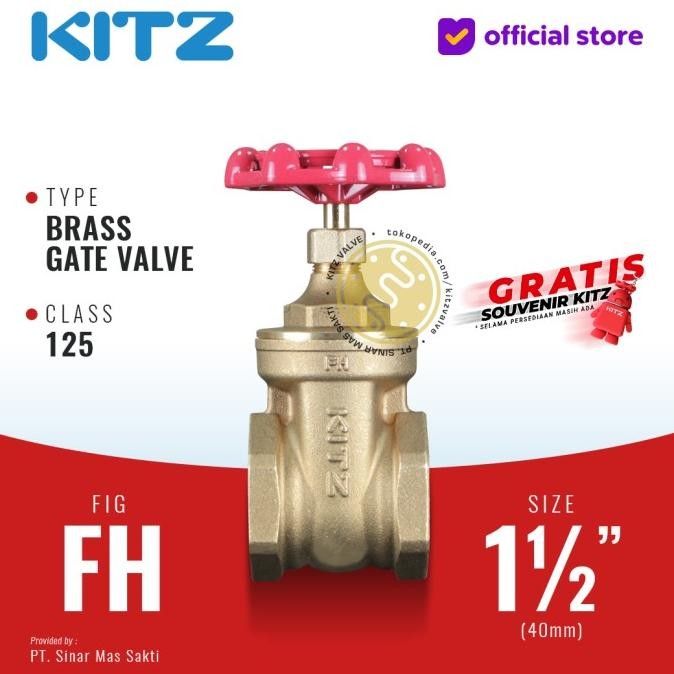 Jual KITZ Brass Gate Valve Fig. 125 FH 1 1/2" - 40A - 40mm , Drat / Screw | Shopee Indonesia
