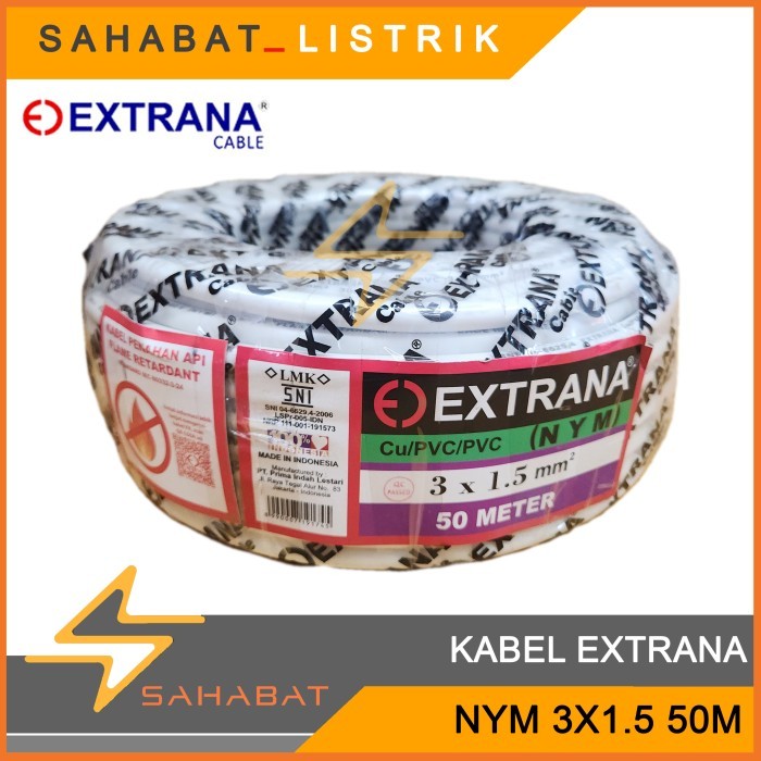 Jual Menarik Kabel Listrik Extrana Nym 3X1.5 Roll 50M | Shopee Indonesia
