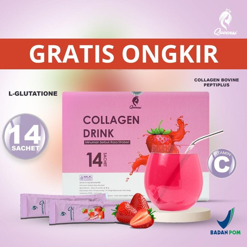 Jual QUEENSI COLLAGEN DRINK ORIGINAL MINUMAN KOLAGEN RASA STROBERI UNTUK PERAWATAN KULIT TUBUH ...
