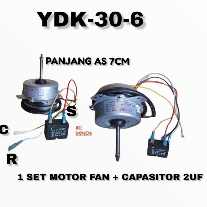 Jual MOTOR FAN AUTDOOR AC YDK-30-6 + CAPASITOR 2 MF Sharp Lg panasonik | Shopee Indonesia