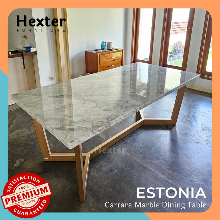 Jual ESTONIA - MEJA MAKAN MARMER MEWAH MARMER CARRARA ITALY MARBLE ...