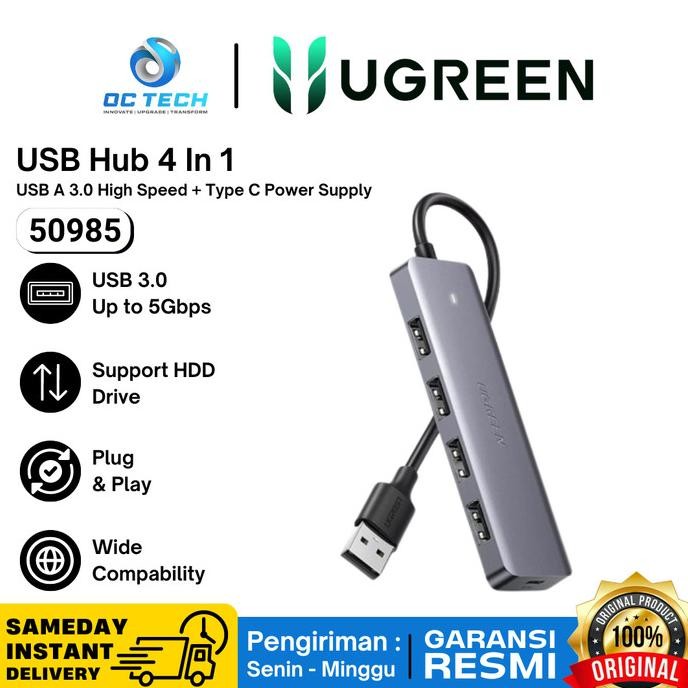 Jual HARGA DISC - USB HUB 4 port USB A 3.0 with Type C 5V Power Supply Port UGREEN 50985 ...