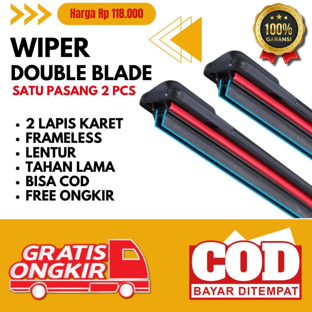 Jual asd-86 Wiper Double Blade Double Karet Dual Karet Frameless Universal Harga Sudah Sepasang ...