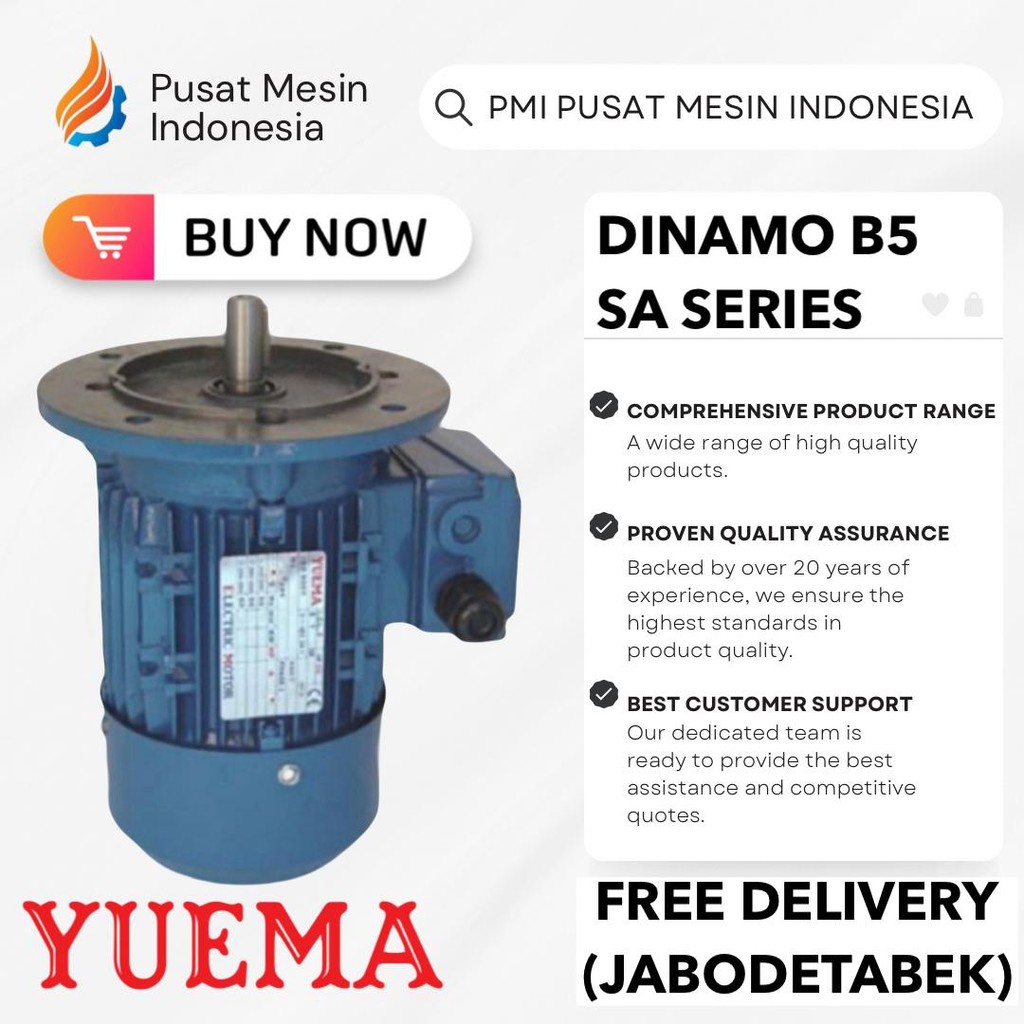 Jual ELEKTRO MOTOR YUEMA SA 6P 5,5KW 7,5HP 3PHASE 380V B5/ DINAMO ELECTRIC MOTOR/ ELECTRO MOTOR ...