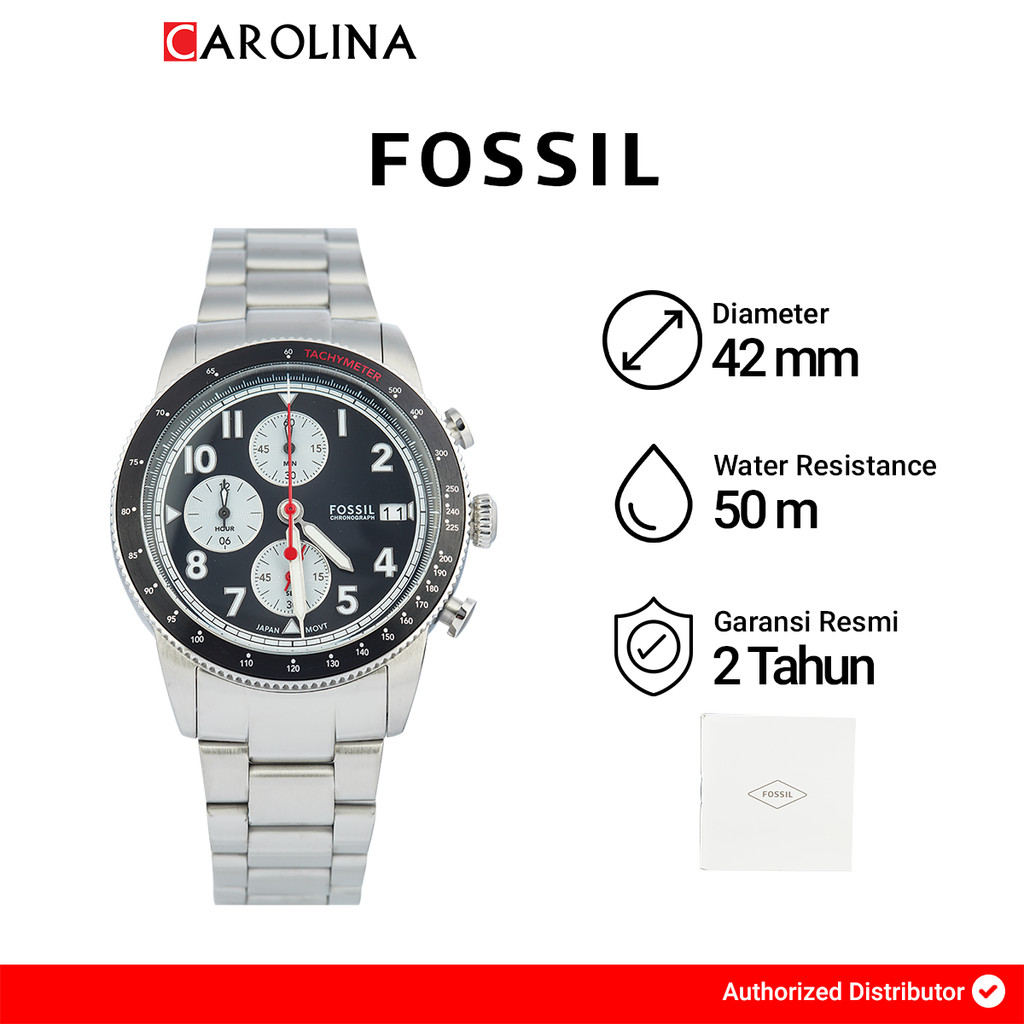 Jual Jam Tangan Pria FOSSIL Sport Tourer Chronograph FS6045 Black Dial ...