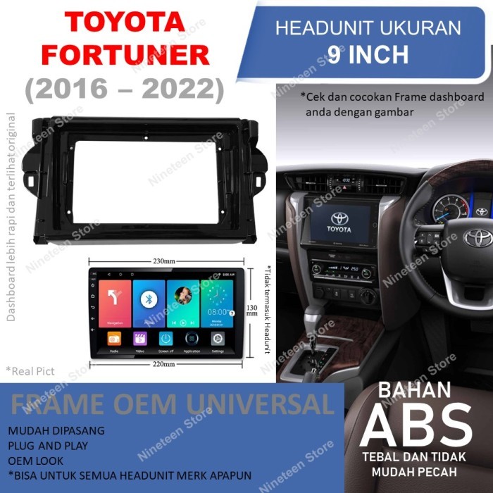 Jual Panel Frame Toyota Fortuner 2016 Up VRZ Untuk Headunit Android 9 ...